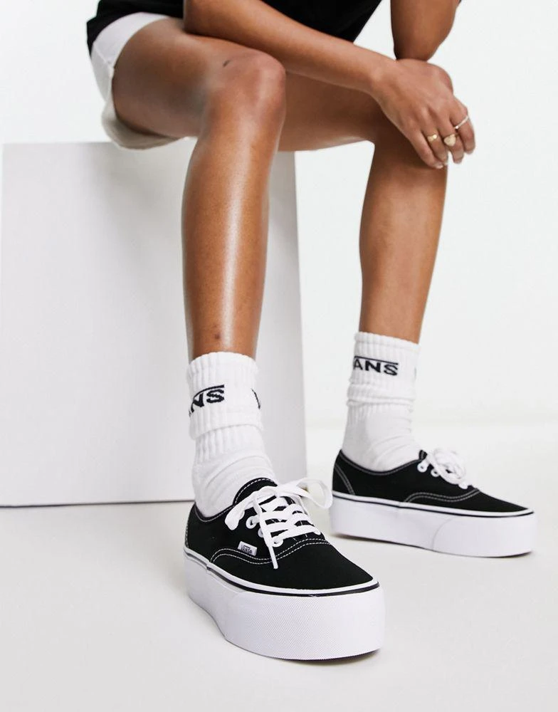 Vans Authentic Stackform Platform trainers in black and white – On Sale ...
