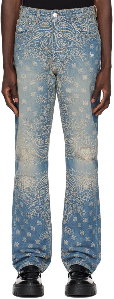 AMIRI Blue Bandana Jacquard Straight Jeans - Jeans - Free AMIRI Blue Bandana Jacquard Straight Jeans - Jeans - Free