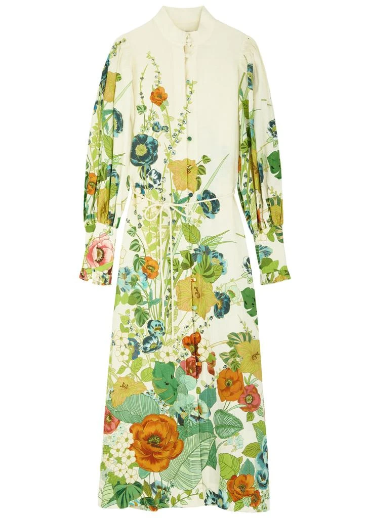 ALEMAIS Constance floral-print linen maxi shirt dress - Shirts ...