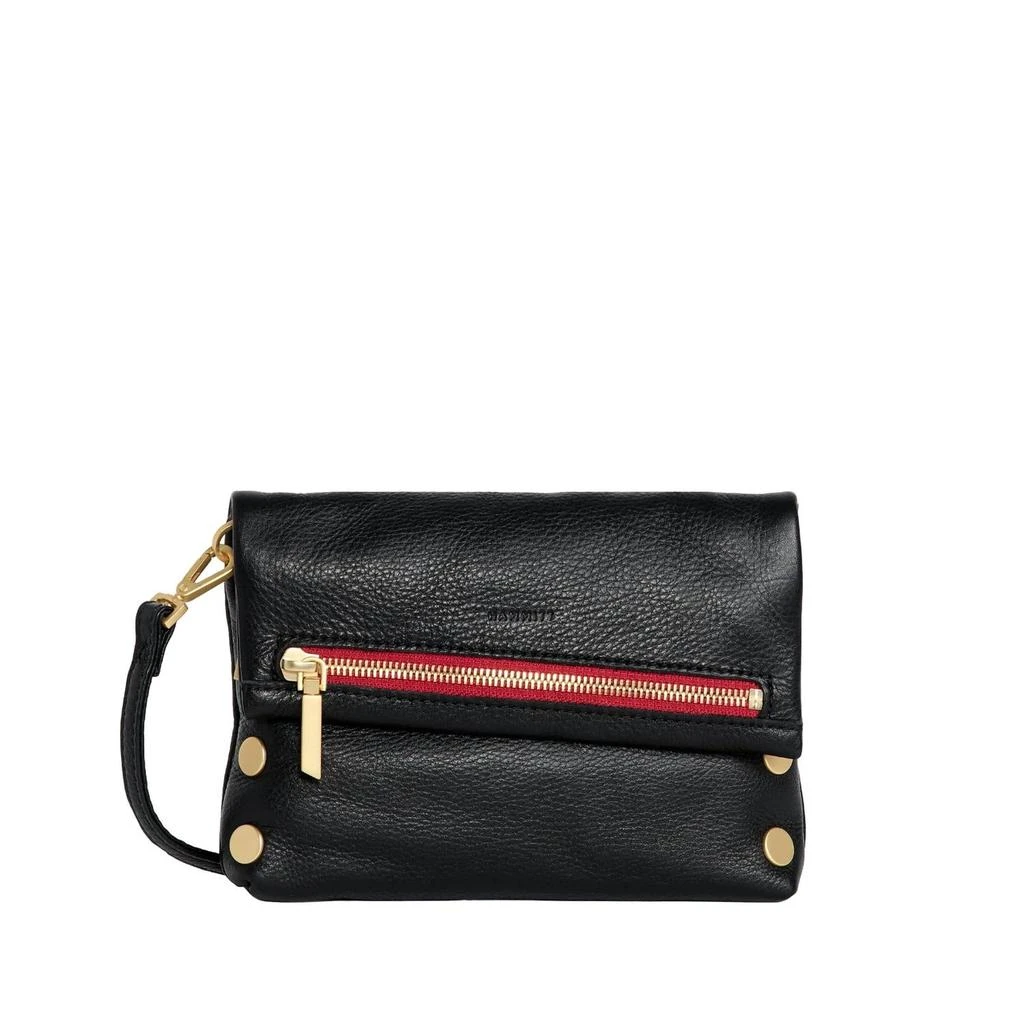 Hammitt Small Vip Leather Clutch With Strap In Black/brushed Gold Red ...