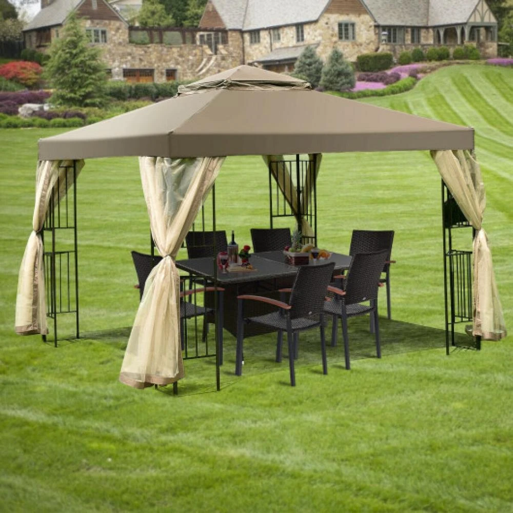 Hivvago 10 Feet x 10 Feet Awning Patio Screw-free Structure Canopy Tent - Camping Tents - Free ...