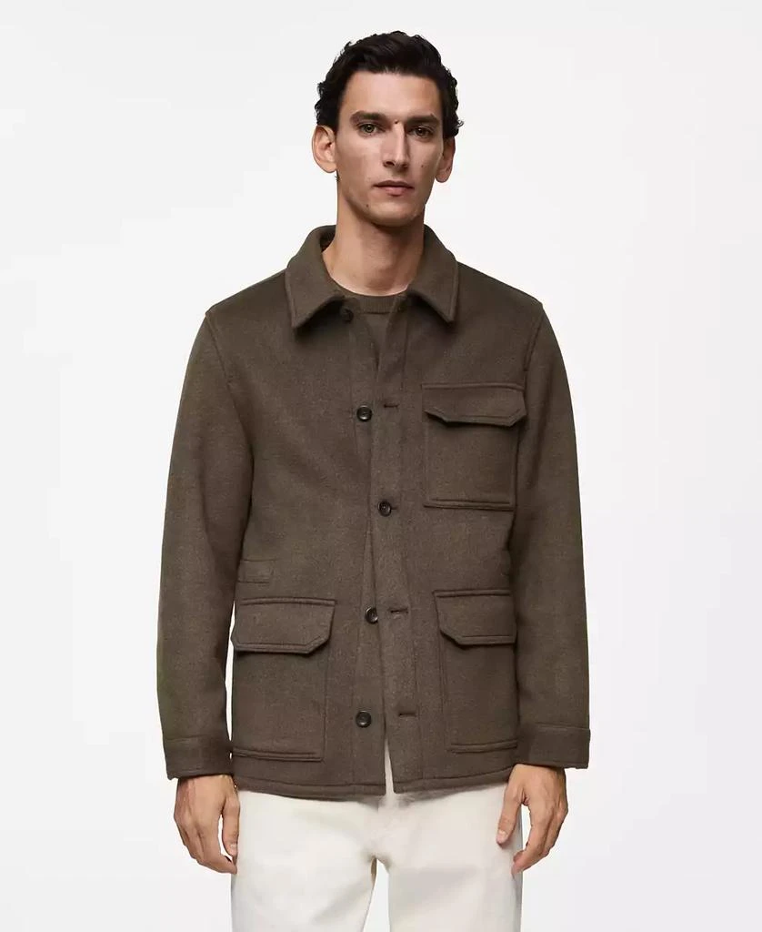 MANGO Men's Wool-Blend Field Jacket - Jackets - Free Shipping - BeyondStyle