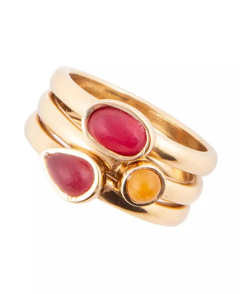 Barse Stackable Genuine Yellow and Red Agate Ring Set - Fashion ...