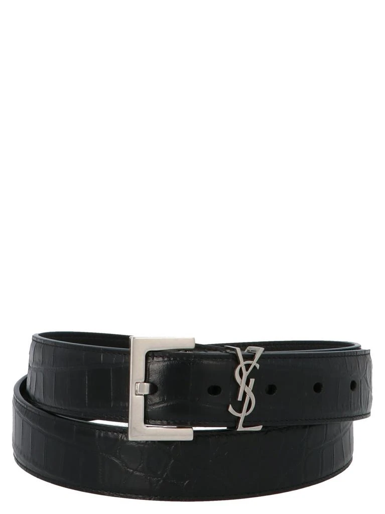 Yves Saint Laurent Saint Laurent Logo Plaque Embossed Belt - Belts ...