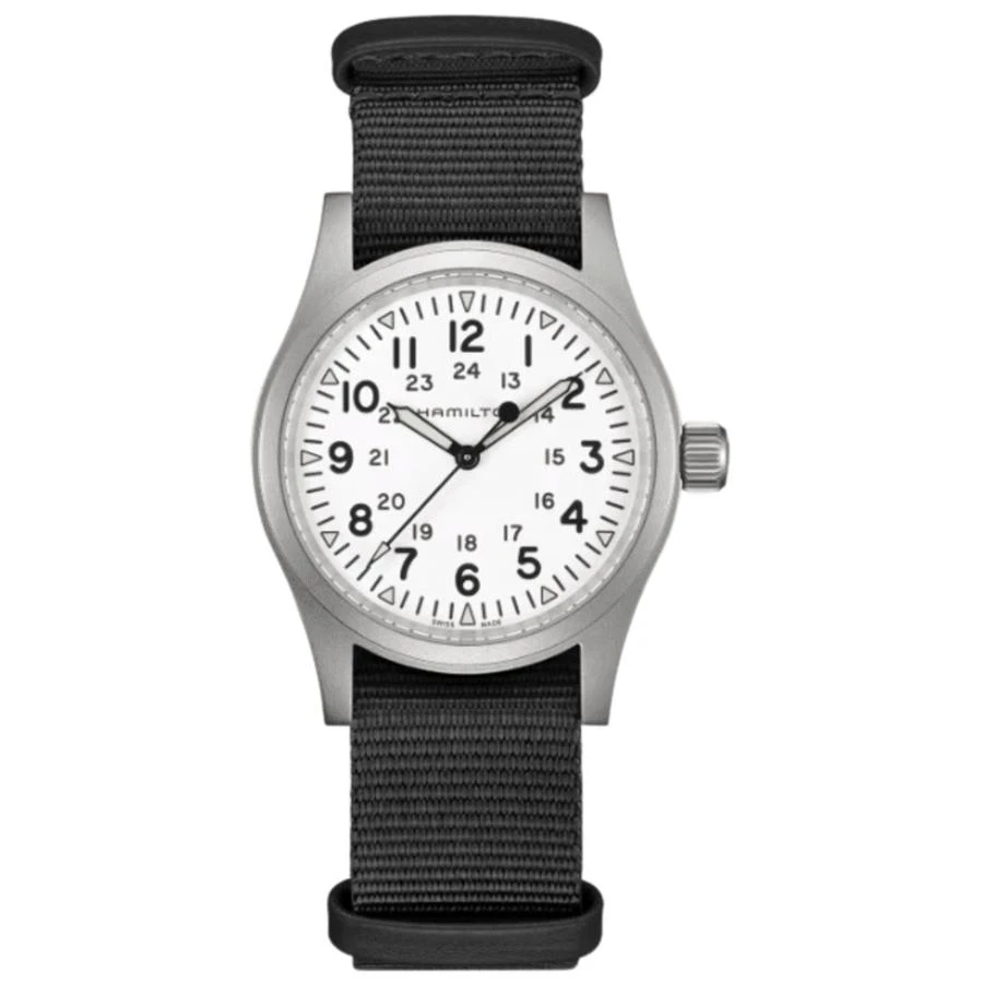 Hamilton Khaki Field Mechanical Manual Winding White Dial Fabric Strap ...