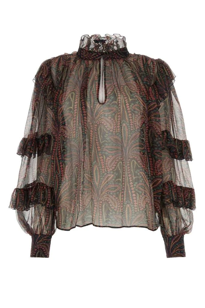 ETRO Etro Semi Sheer Ruffled Blouse - Shirts - Free Shipping - BeyondStyle