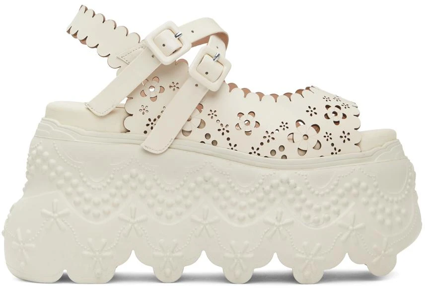 Simone Rocha Off-White Lace Tracker Platform Sandals - Shoes - Free ...