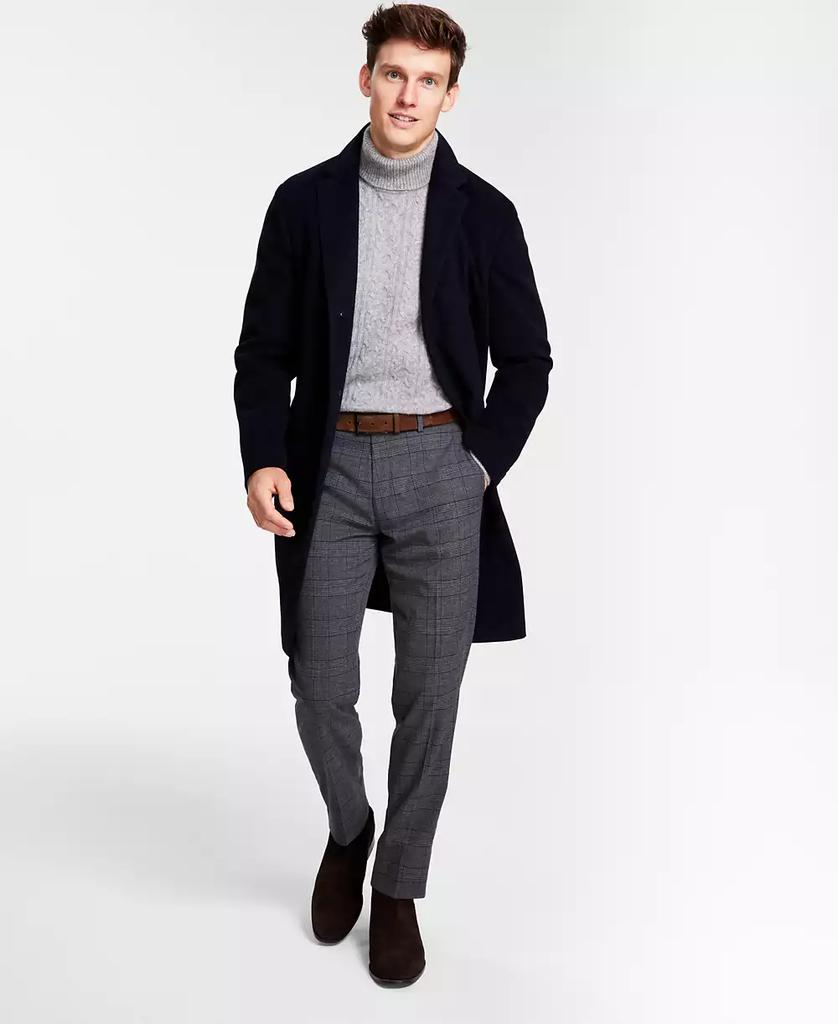 Tommy Hilfiger Men s Addison Wool Blend Trim Fit Overcoat Black Pinstripe 38S