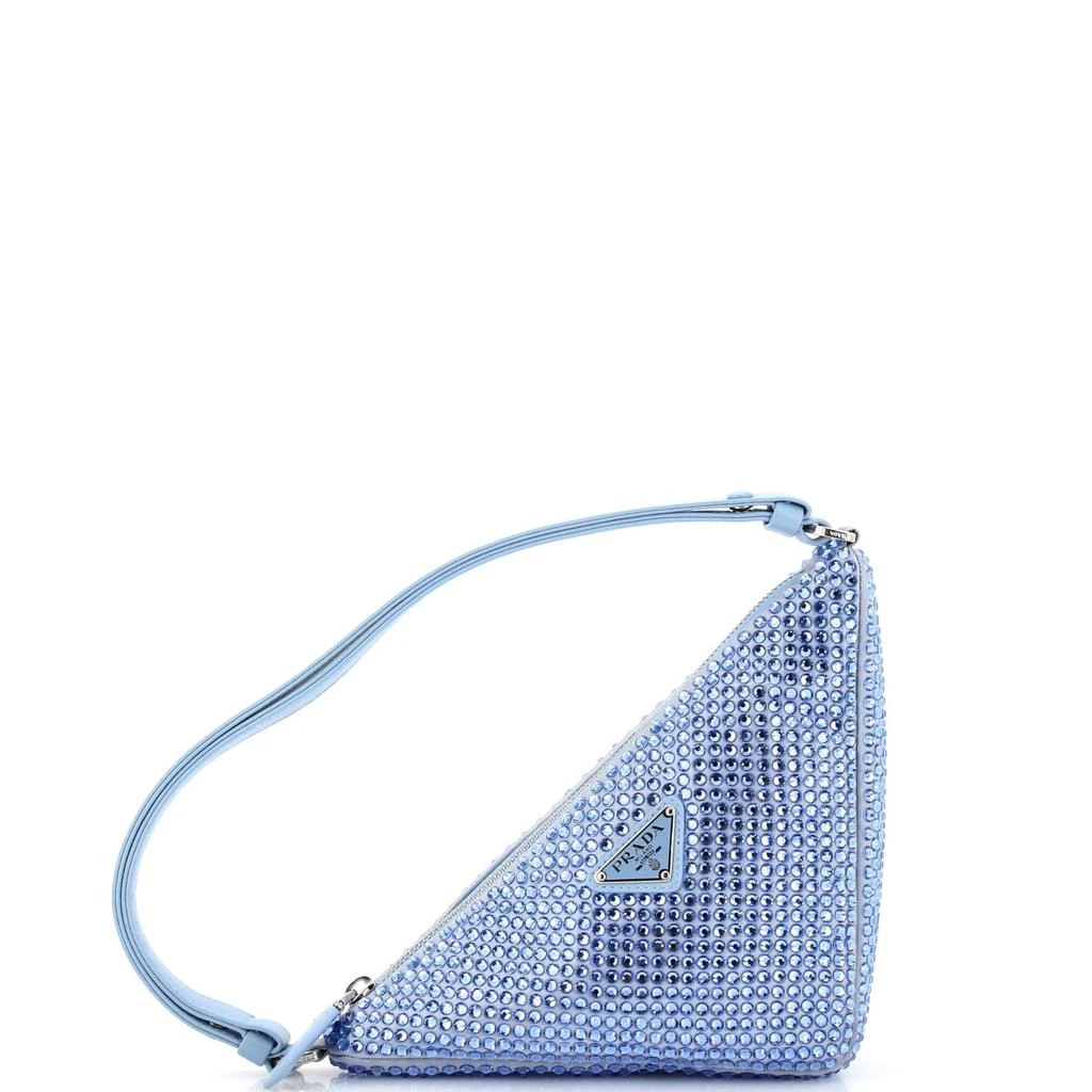 Prada Triangle Top Handle Pouch Bag Crystal Embellished Satin Mini ...