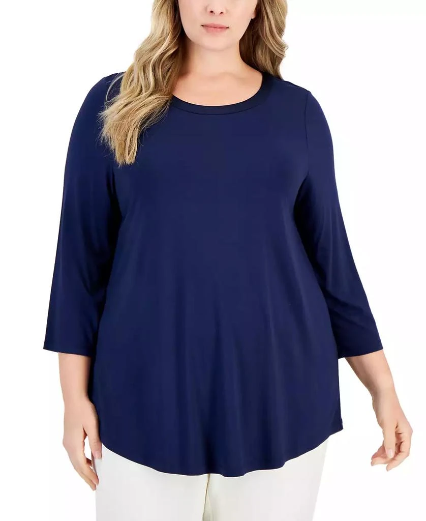 JM Collection Plus Size Satin-Trim Top, Created for Macy's - BeyondStyle