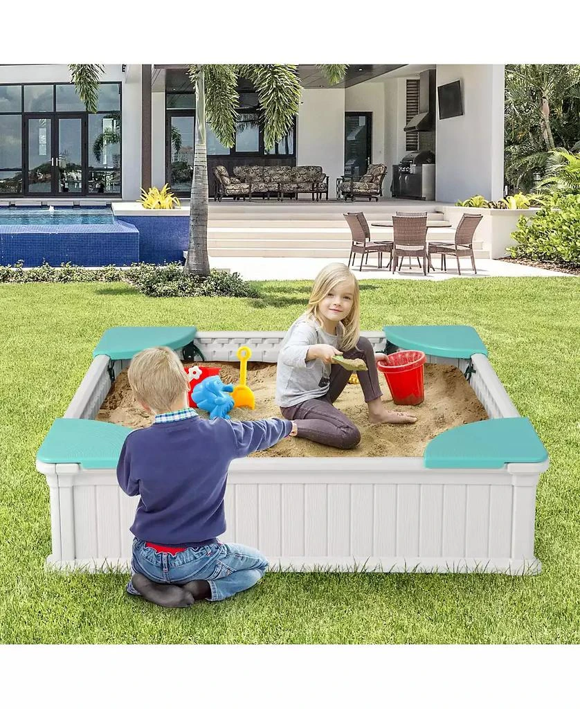 Shop Kids Outdoor Sandbox with Oxford Cover and 4 Corner Seats on Sale ...