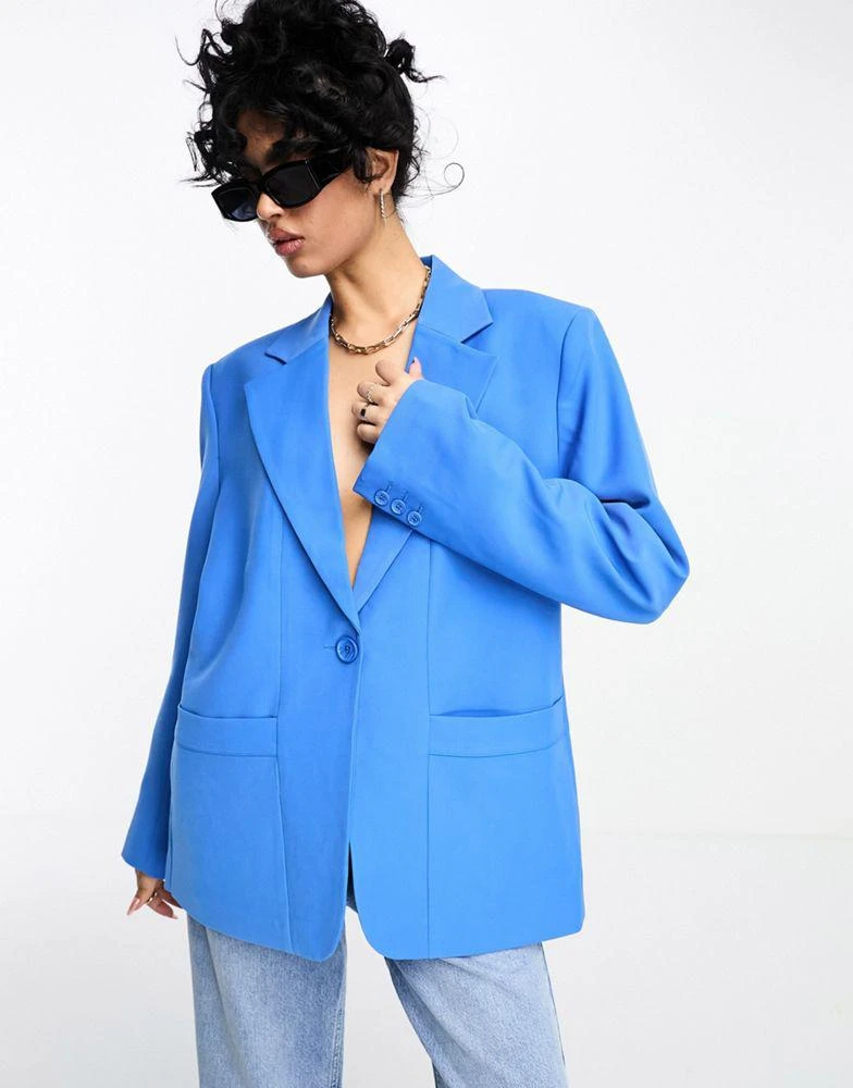 Shop NA-KD x Maddy Nigmatullin co-ord oversized blazer in blue on Sale at BeyondStyle – Get 10% ...