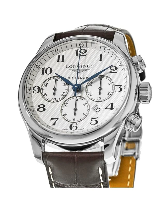 Longines Master Collection Automatic 44mm Chronograph Silver Dial Brown ...