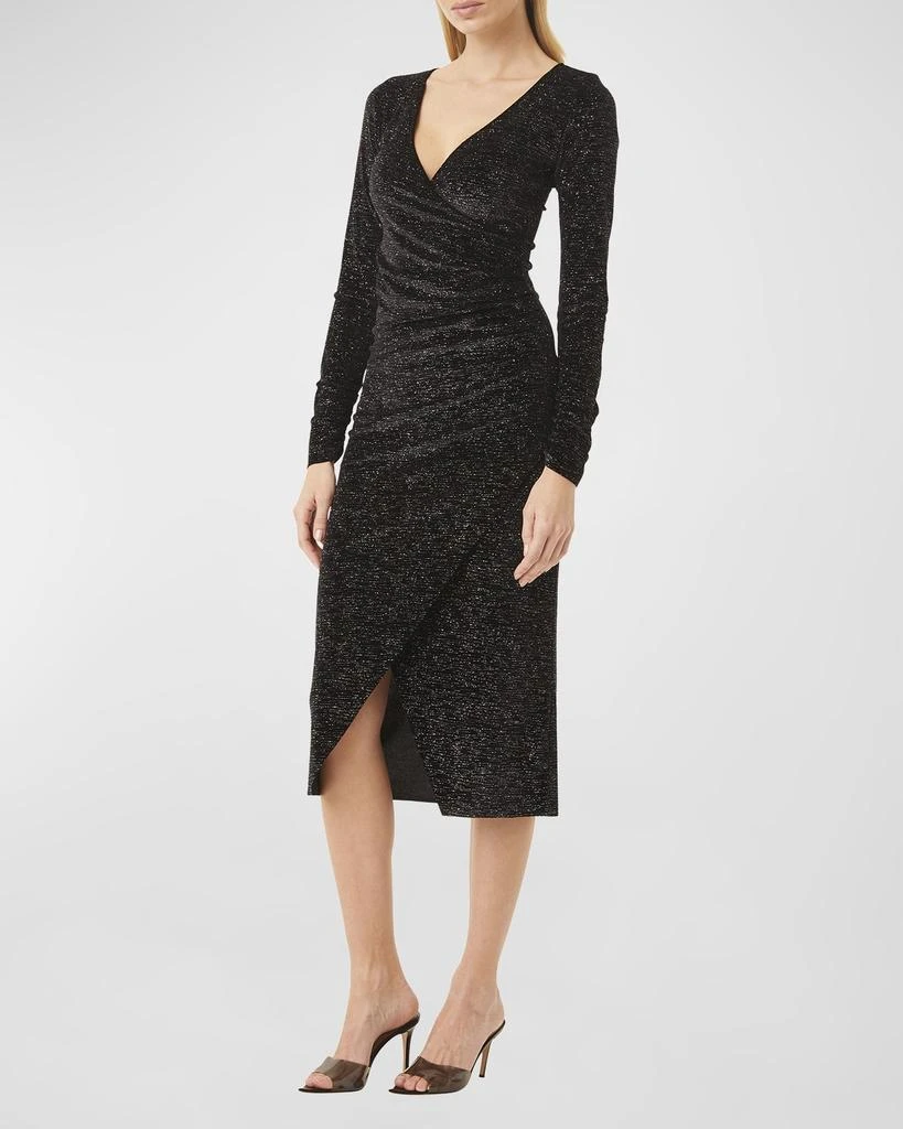 MISA Los Angeles Setarah Metallic Faux-Wrap Midi Dress - Dresses ...