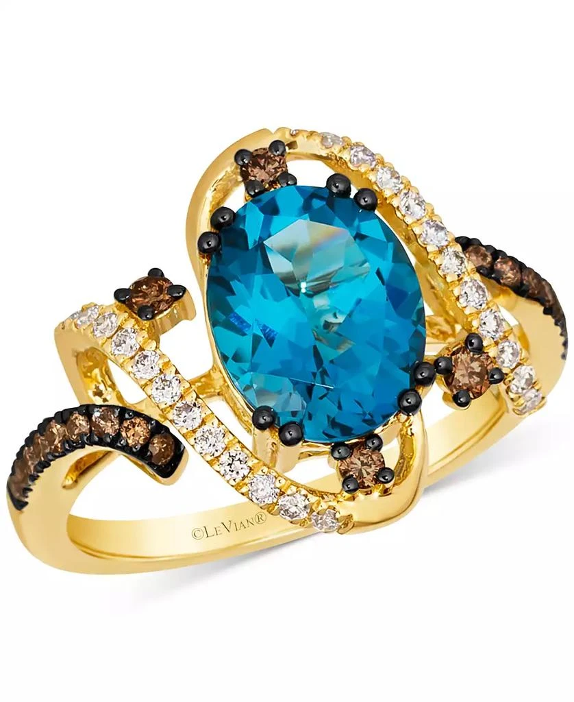 Deep Sea Blue Topaz (3 ct. t.w.) & Diamond (3/8 ct. t.w.) Swirl ...