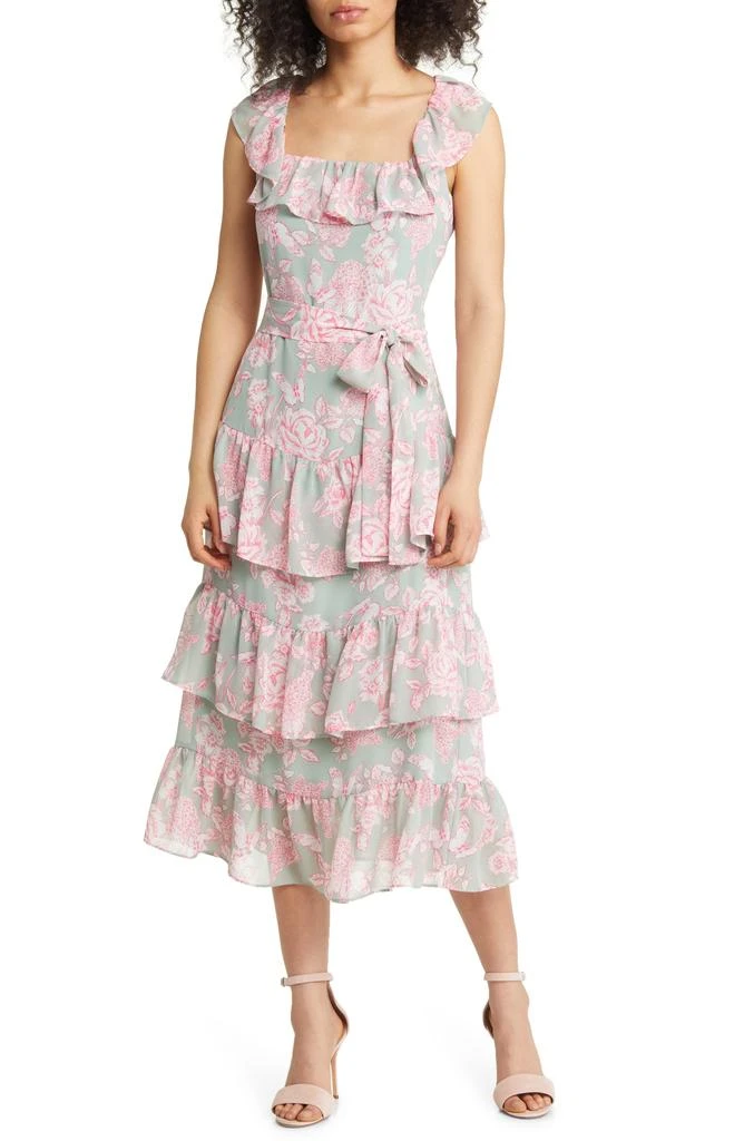 Eliza J Tie Waist Tiered Midi Dress - Dresses & Skirts - BeyondStyle Eliza J Tie Waist Tiered Midi Dress - Dresses & Skirts - BeyondStyle