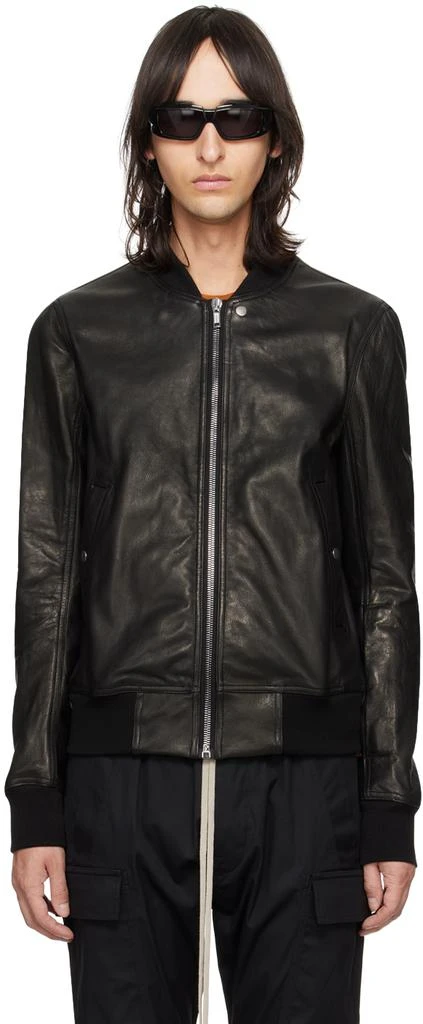 Rick Owens Black Classic Flight Leather Jacket - Jackets - BeyondStyle