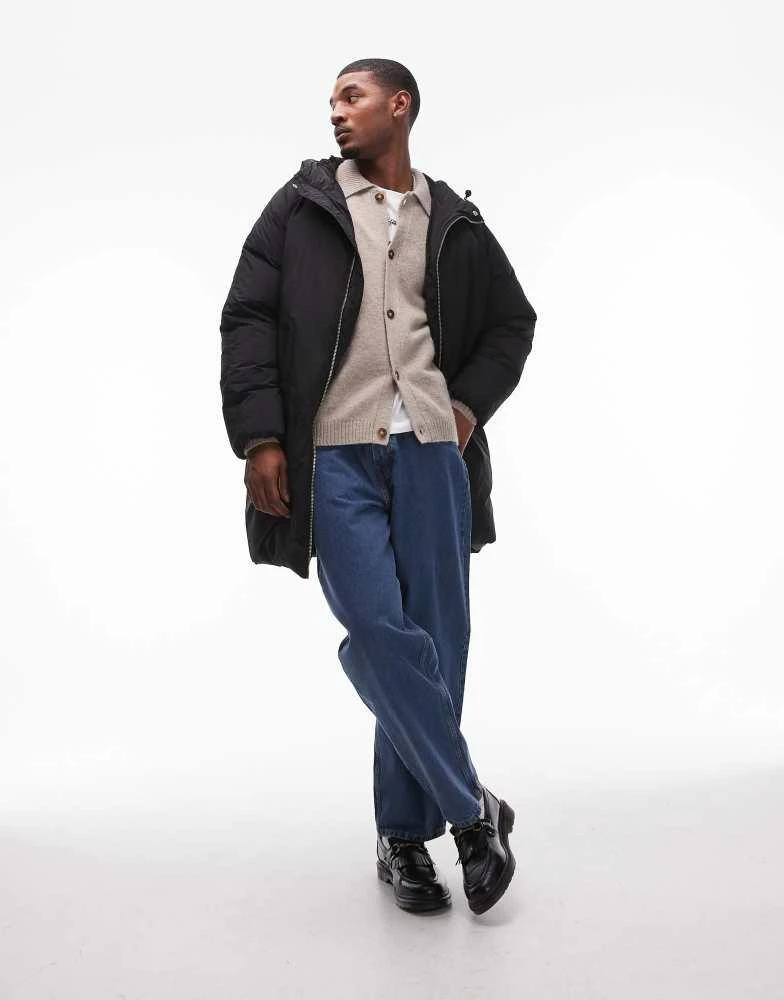 Topman Topman longline puffer jacket in black - Coats - BeyondStyle