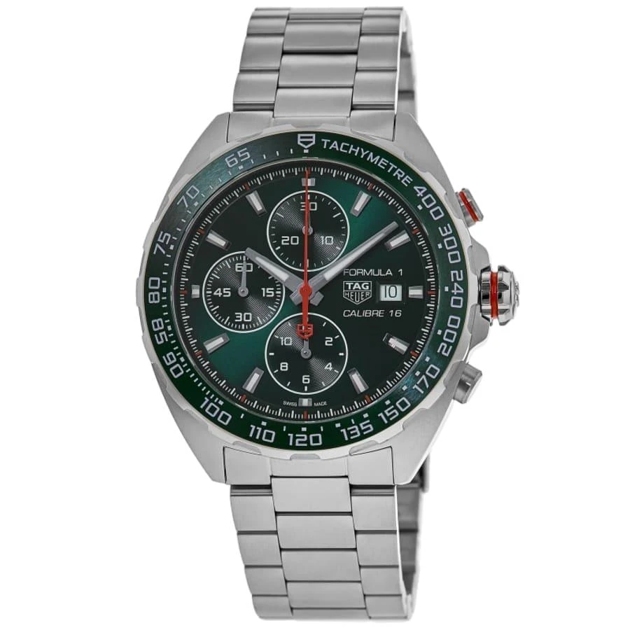 Tag Heuer Formula 1 Automatic Chronograph Green Dial Steel Men's Watch ...