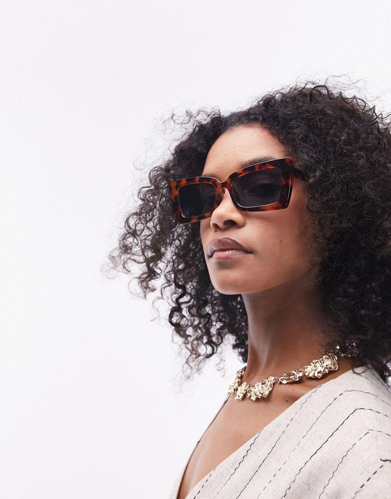 Topshop Topshop Pine oversized cat eye sunglasses in tort Sunglasses BeyondStyle