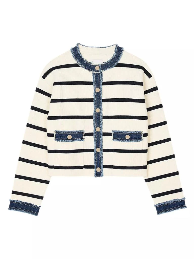 Sandro Stripy Cardigan with Denim Details - Tops - Free Shipping ...