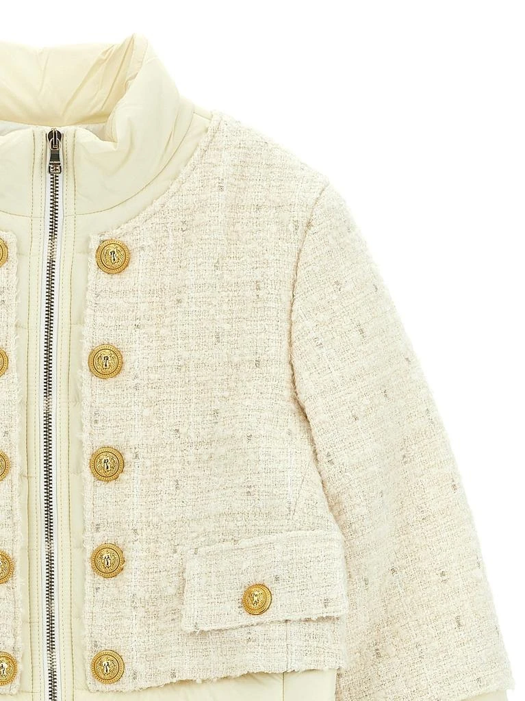 Balmain Balmain Kids Button Embellished Tweed Puffer Jacket - Kid's ...
