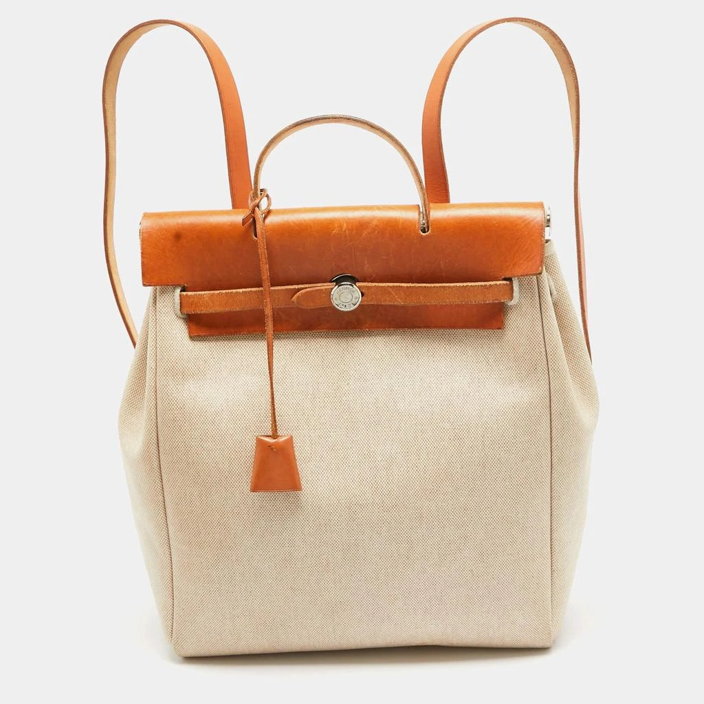 Hermes Hermes Natural Canvas and Leather 2-in-1 Herbag Backpack ...