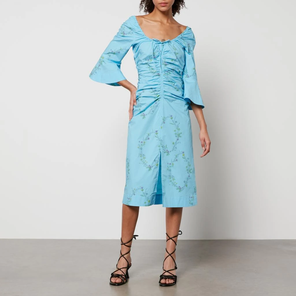 Ganni Ganni x Coggles Floral-Print Organic Cotton Midi Dress - Dresses ...