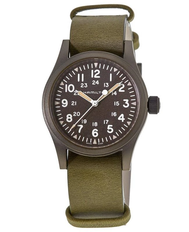 Hamilton Hamilton Khaki Field Mechanical Brown Dial Leather Strap Men's ...