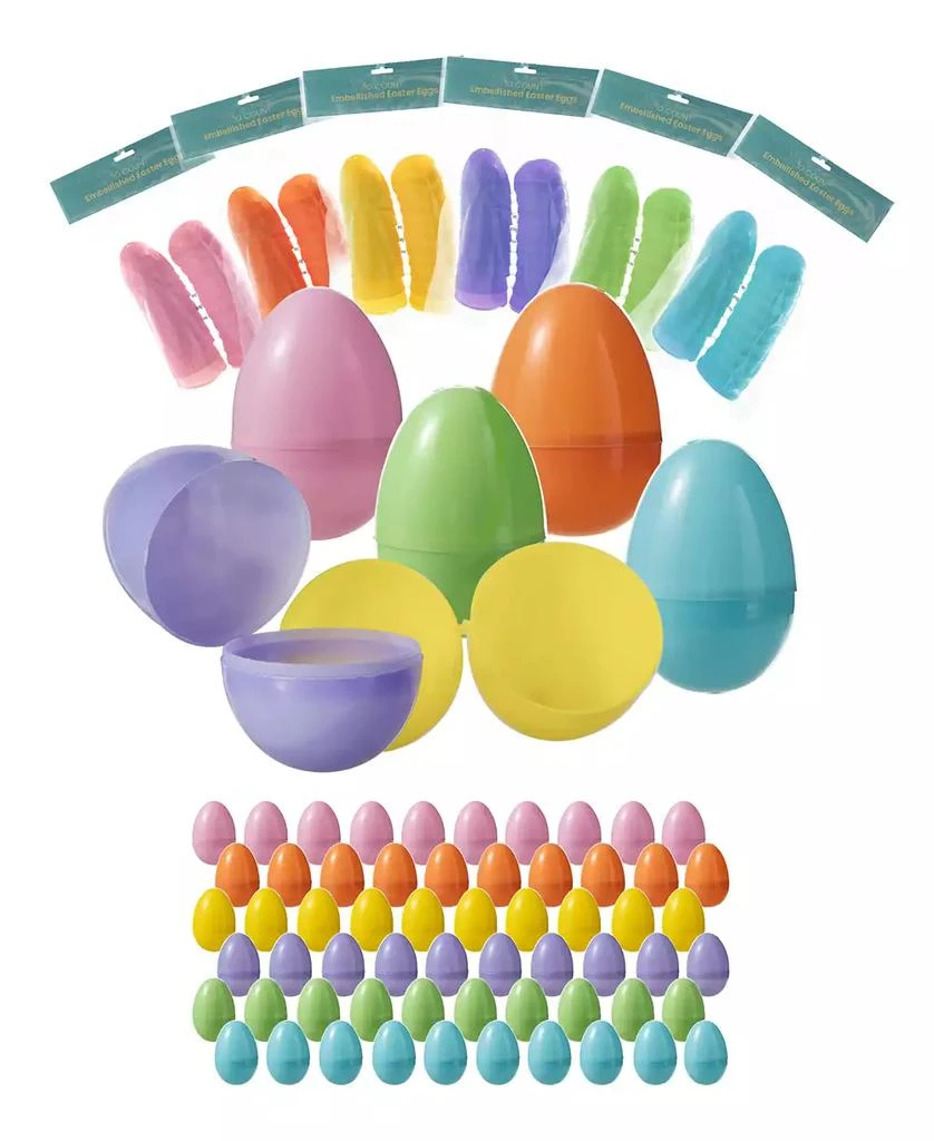 Glitzhome 60 Pack 3" H Easter Plastic Fillable Eggs in 6 Assorted ...