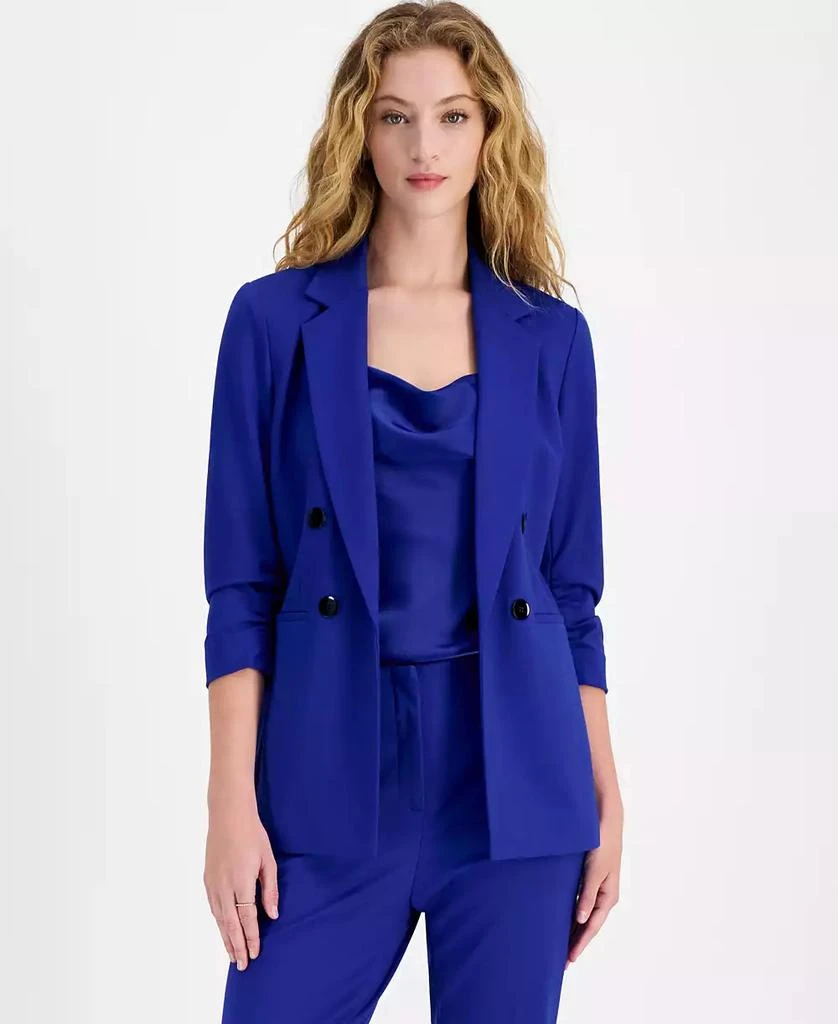 Bar III Women's Ruched-Sleeve Open-Front Blazer, Created for Macy's ...