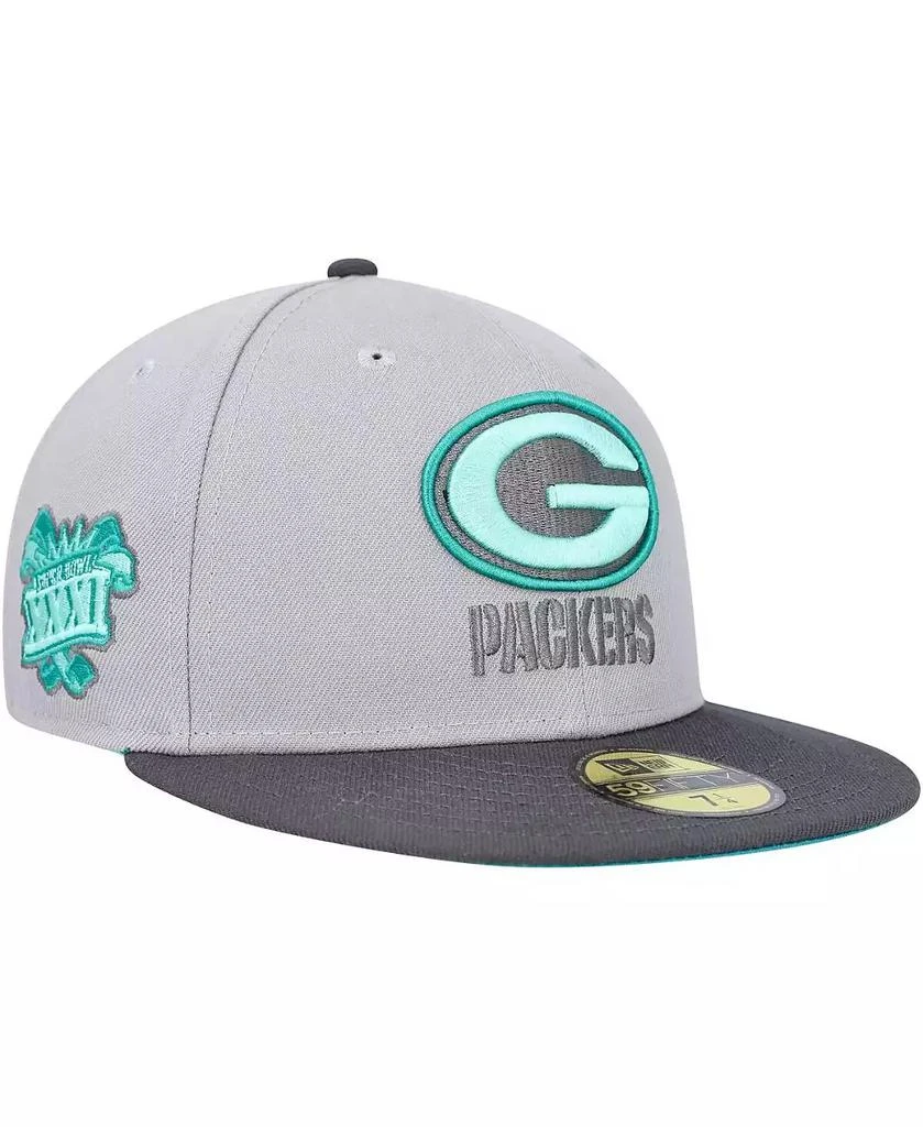 New Era Men's Gray, Graphite Green Bay Packers Aqua Pop 59FIFTY Fitted ...