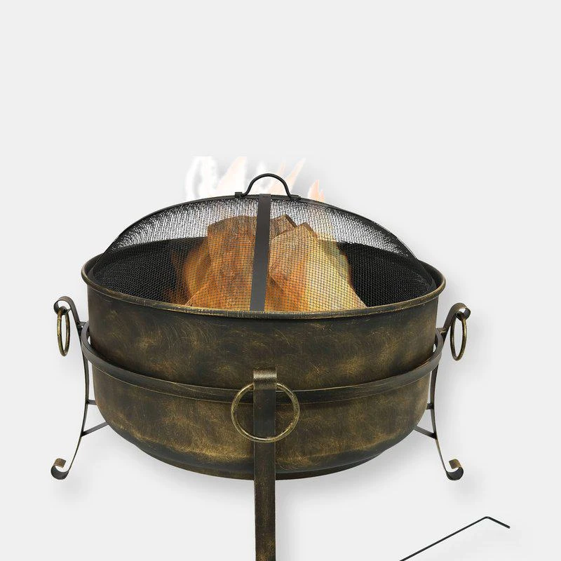 Sunnydaze Decor Fire Pit Cauldron Steel Wood Burning Backyard Patio ...