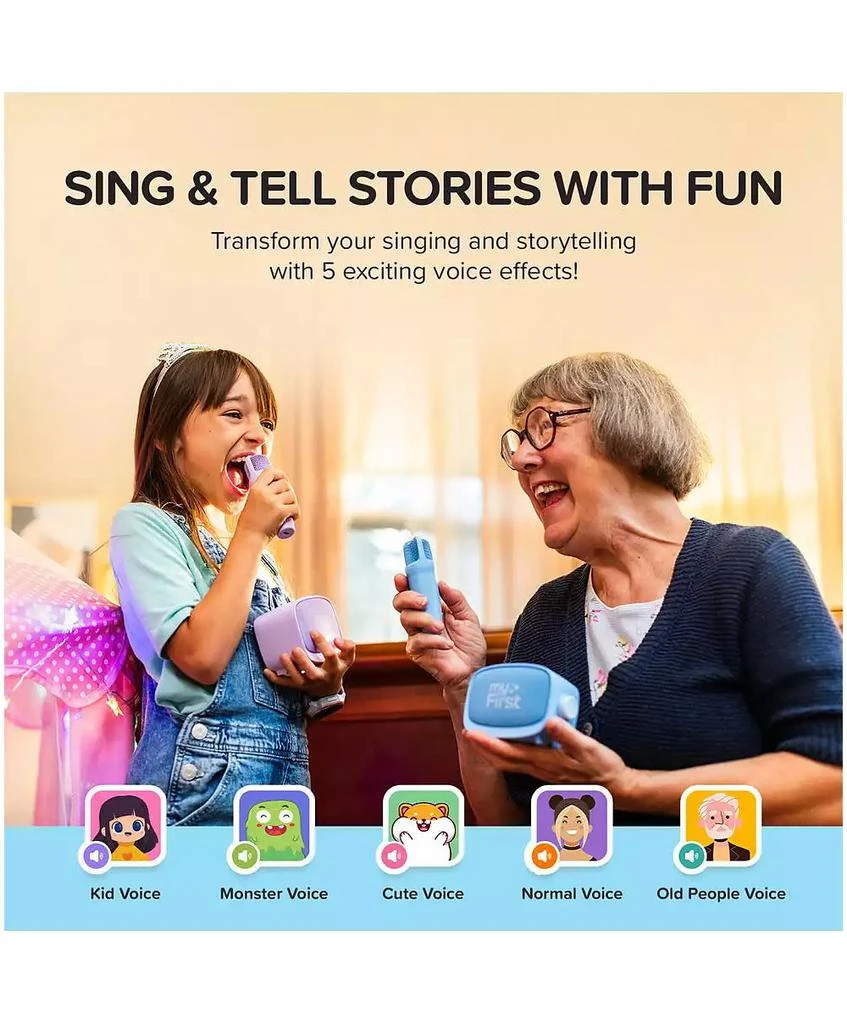 myFirst Voice 2 Kids Karaoke Machine with Wireless Microphone, Bluetooth Speaker, and AI Voice ...