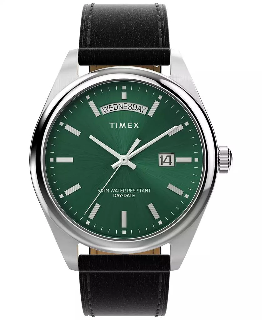 Timex Men's Analog Black Leather Strap Watch, 41mm - Men's Automatic ...