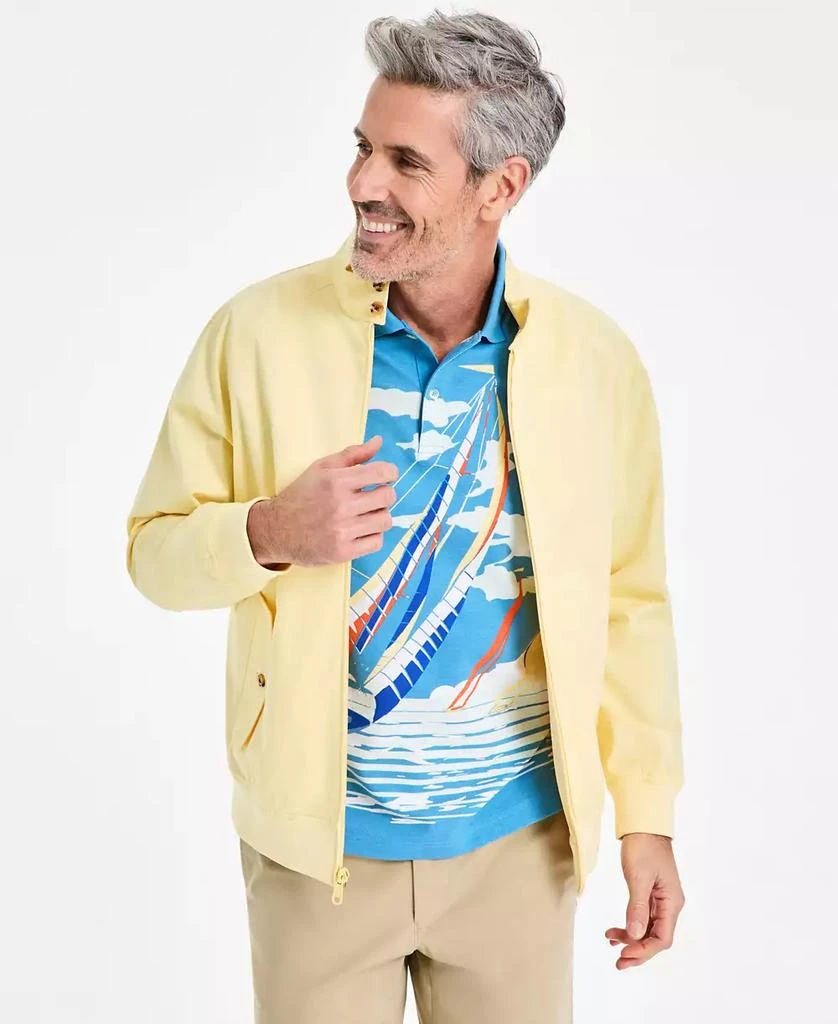 Club Room Men's Cotton-Blend Harrington Mock-Neck Jacket, Exclusively ...