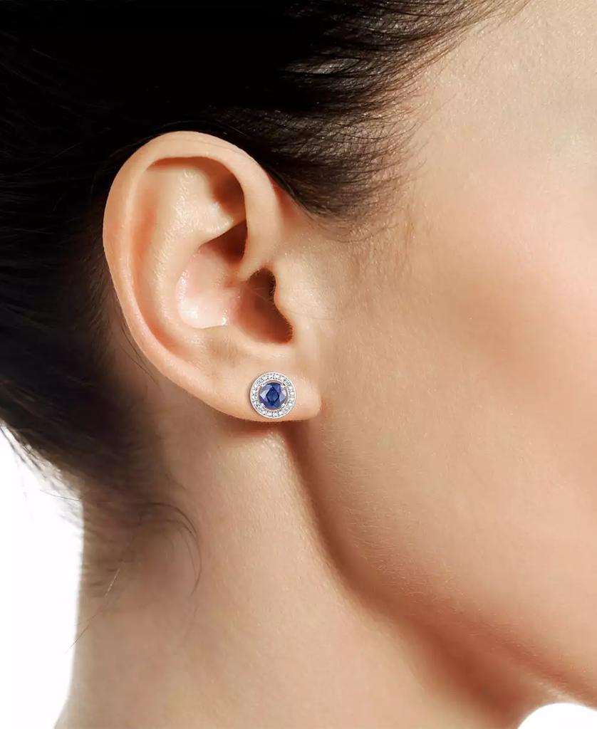 Macy s Sapphire 5 8 ct. t.w. Diamond Accent Stud Earrings in Sterling Silver Also Available In Emerald and Ruby JEWELRY Free Shipping BeyondStyle