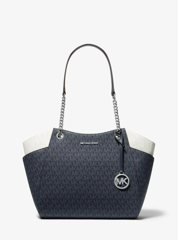 Jet Set Large Two Tone Signature Logo Shoulder Bag