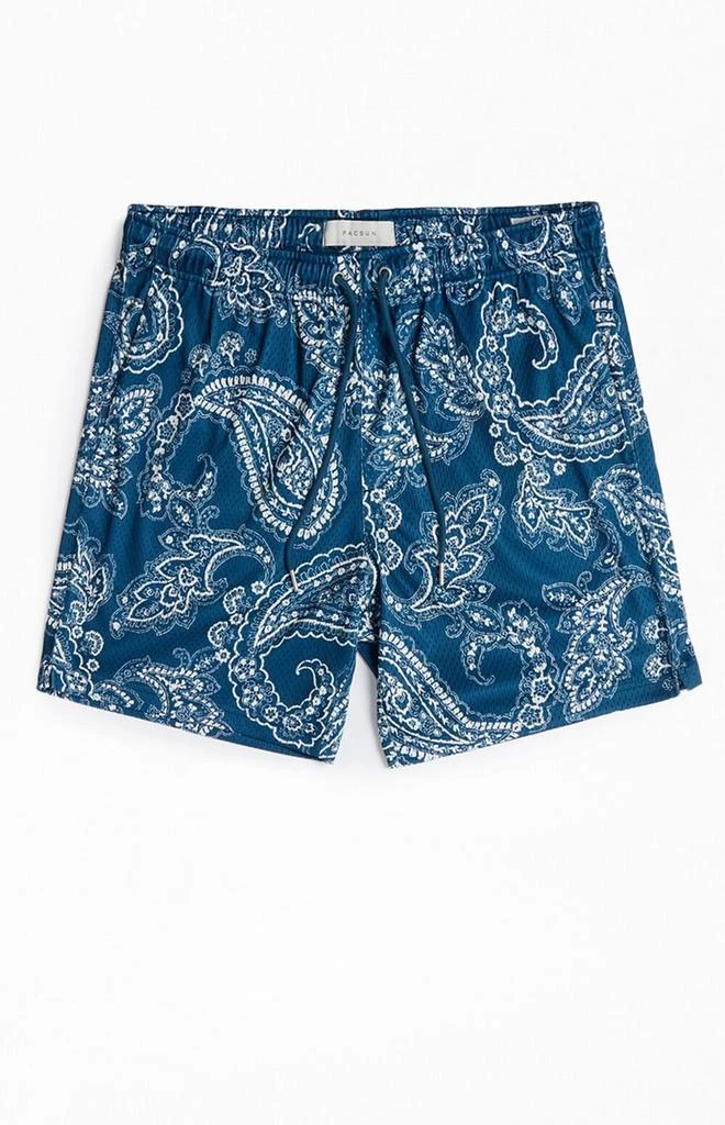Blue Aaron Paisley Mesh Volley Shorts – On Sale Now with Up to 11% Off ...