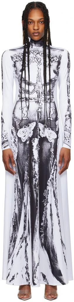 Jean Paul Gaultier White & Black 'The Gaultier Paris' Maxi Dress ...