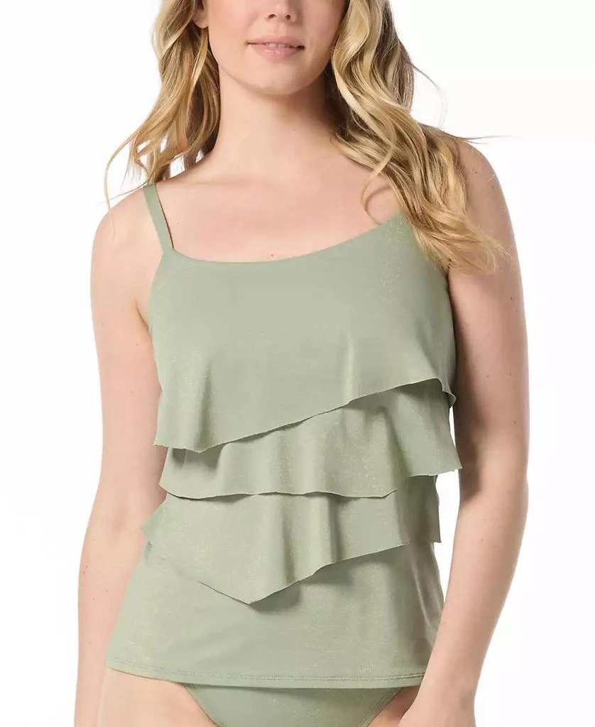 Coco Reef Women's Aura Ruffle Lurex Tankini Top - Swimwear - BeyondStyle
