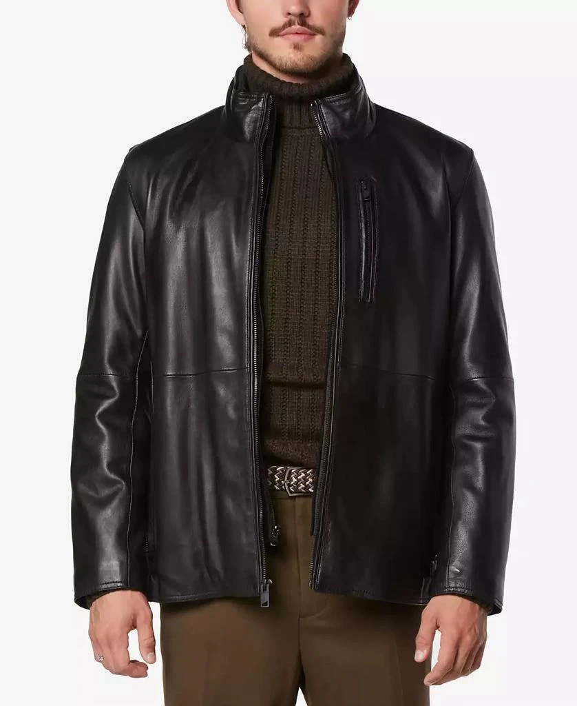 Men's Wollman Smooth Leather Racer Jacket with Removable Interior Bib ...