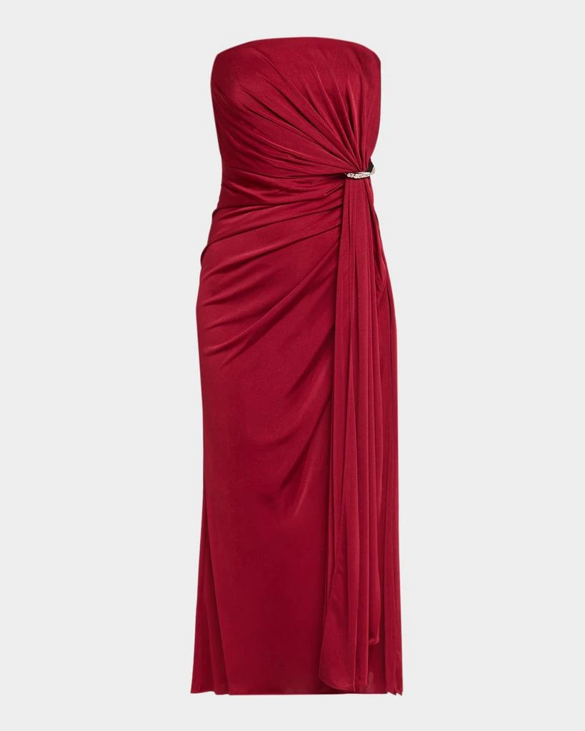 Shop Nadia Strapless Draped Jersey Midi Dress on Sale at BeyondStyle ...